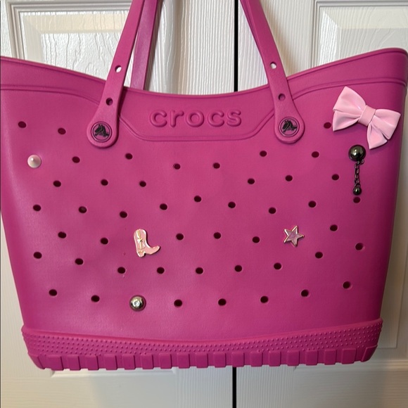 CROCS | Bags | Crocs Pink Perforated Tote Bag | Poshmark